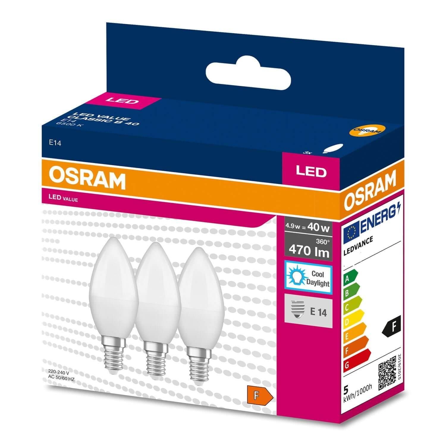 Osram 4,9 Watt E-14 İnce Duy 6500k Beyaz Işık Buji Led Ampul 3 lü Paket ...